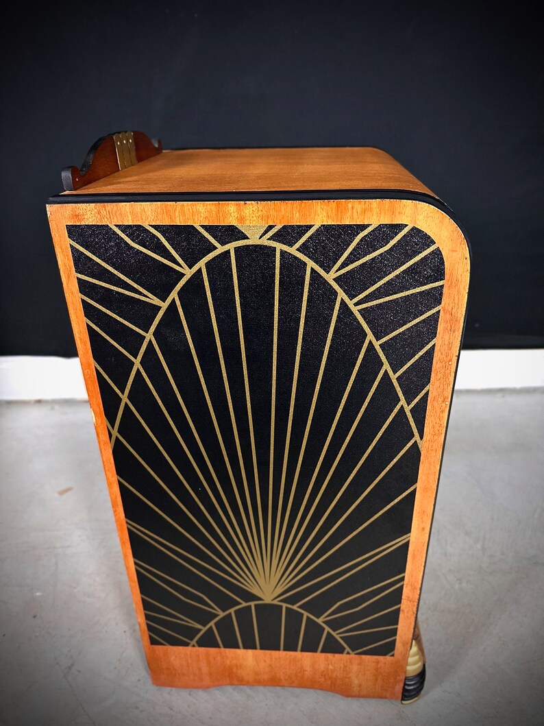 Art Deco Waterfall Night Stand End Table With Gold and Black gatsby ...