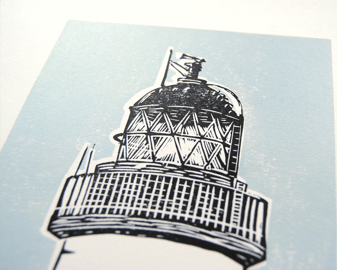 Lighthouse Art Print Lighthouse Linocut Corran Lighthouse - Etsy