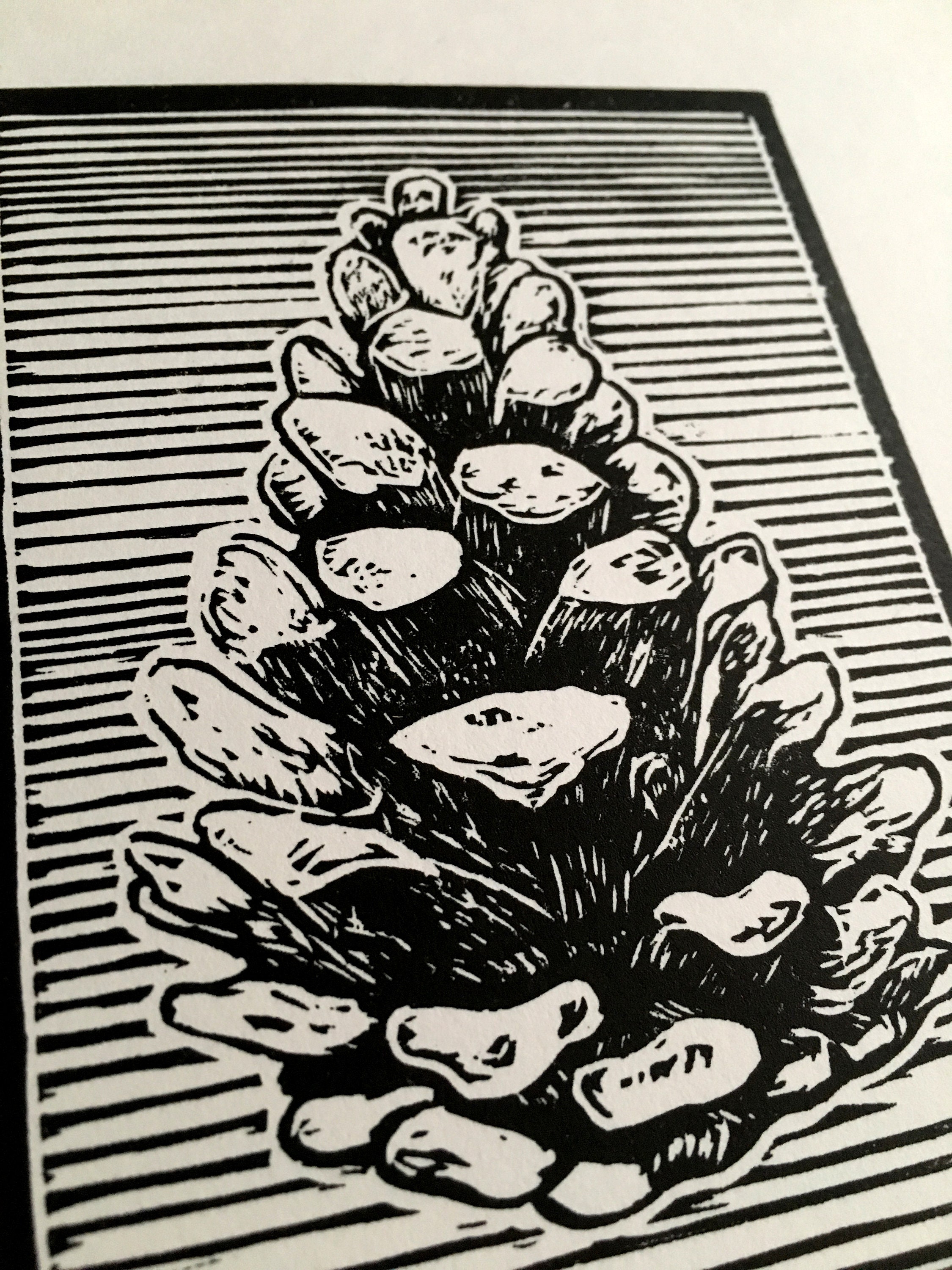 Pine Cone Linocut Print - A5 Nature Art - Etsy UK