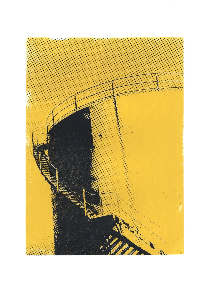 Water Tower Screenprint - Industrial Art Print, Architecture Art Print ...