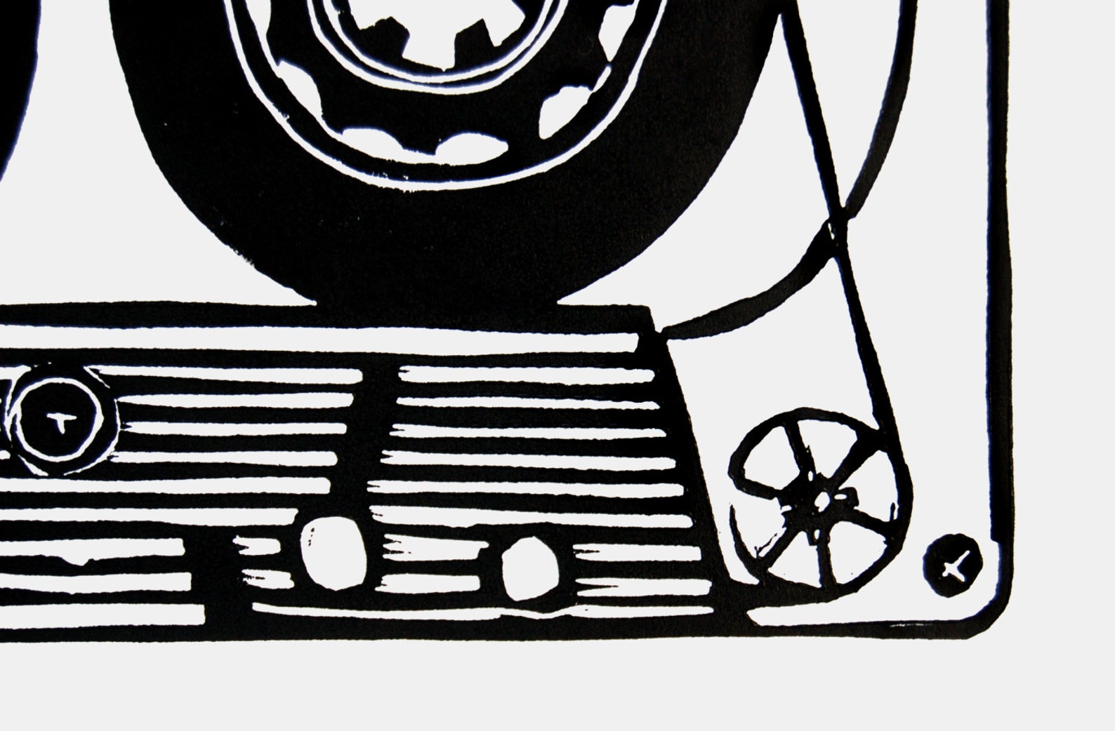 Classic Cassette Tape Art - Original Linocut Print, Retro Cassette ...