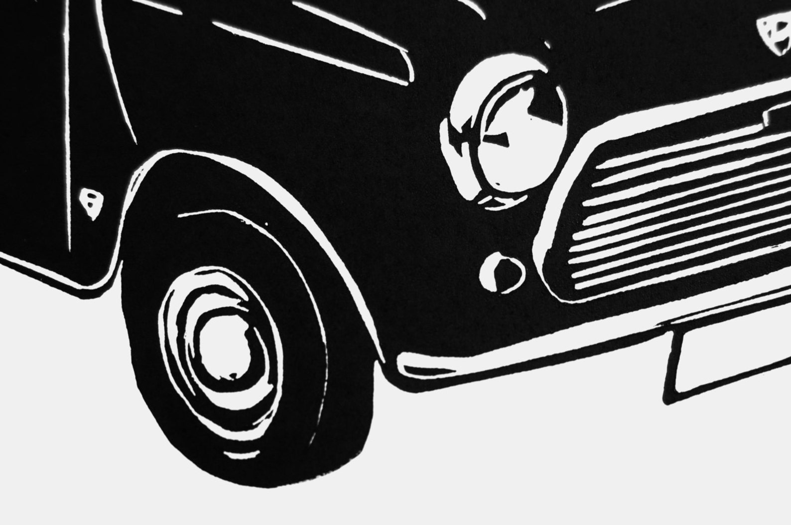 Retro Mini Car Linocut Print Car Lover Gift Classic Car - Etsy