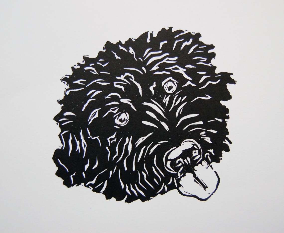 Labradoodle Art Print - Dog Linocut Print, Dog Portrait, Dog Lover Wall ...