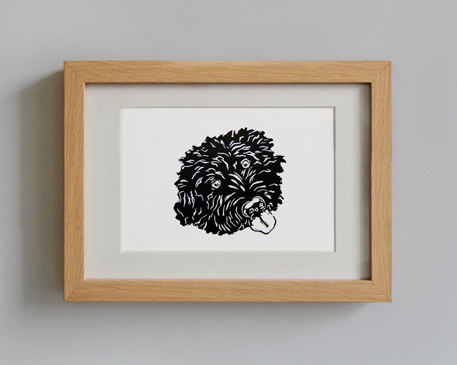 Labradoodle Art Print - Dog Linocut Print, Dog Portrait, Dog Lover Wall ...