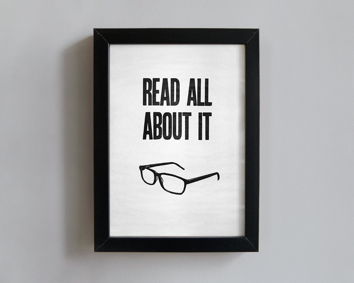Read All About It Original Letterpress Print, Gift for Writer, Vintage ...