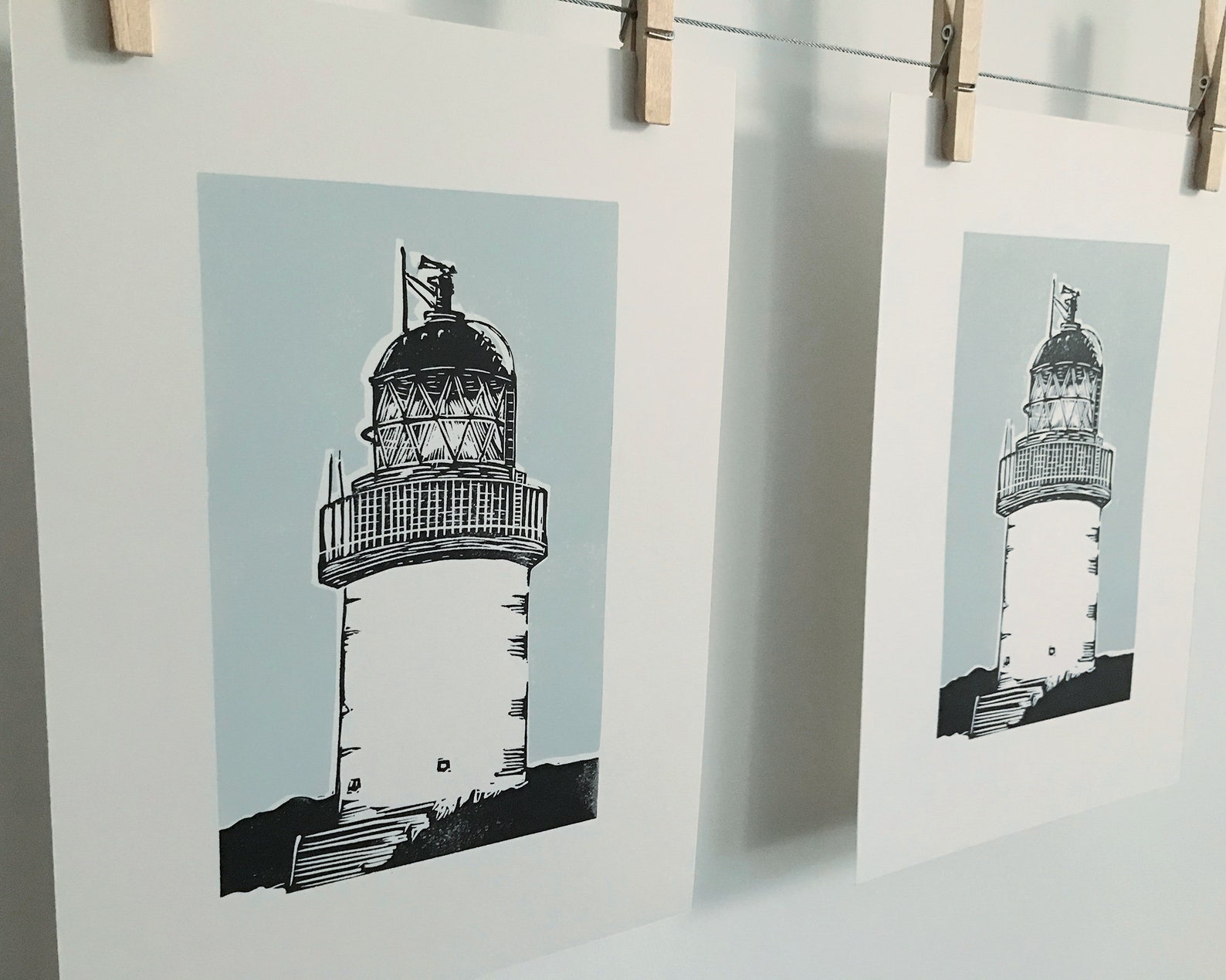 Lighthouse Art Print Lighthouse Linocut Corran Lighthouse - Etsy