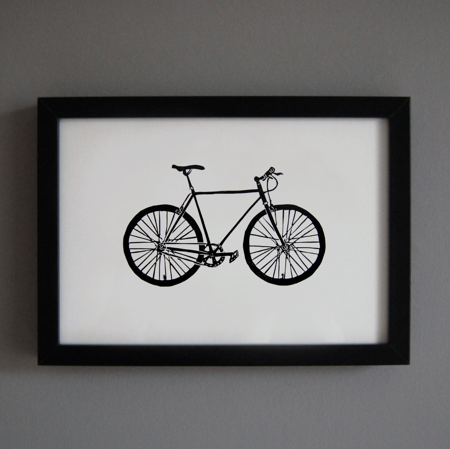 Bike Lover Art Print - Bike Art, Bike Linocut Print, Cycling Wall Art ...
