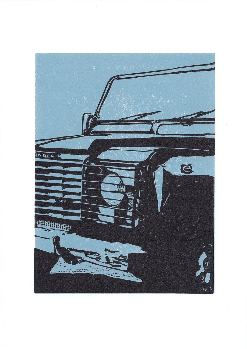 Land Rover Linocut - Land Rover Art Print, 4x4 Art Print, Classic Car ...
