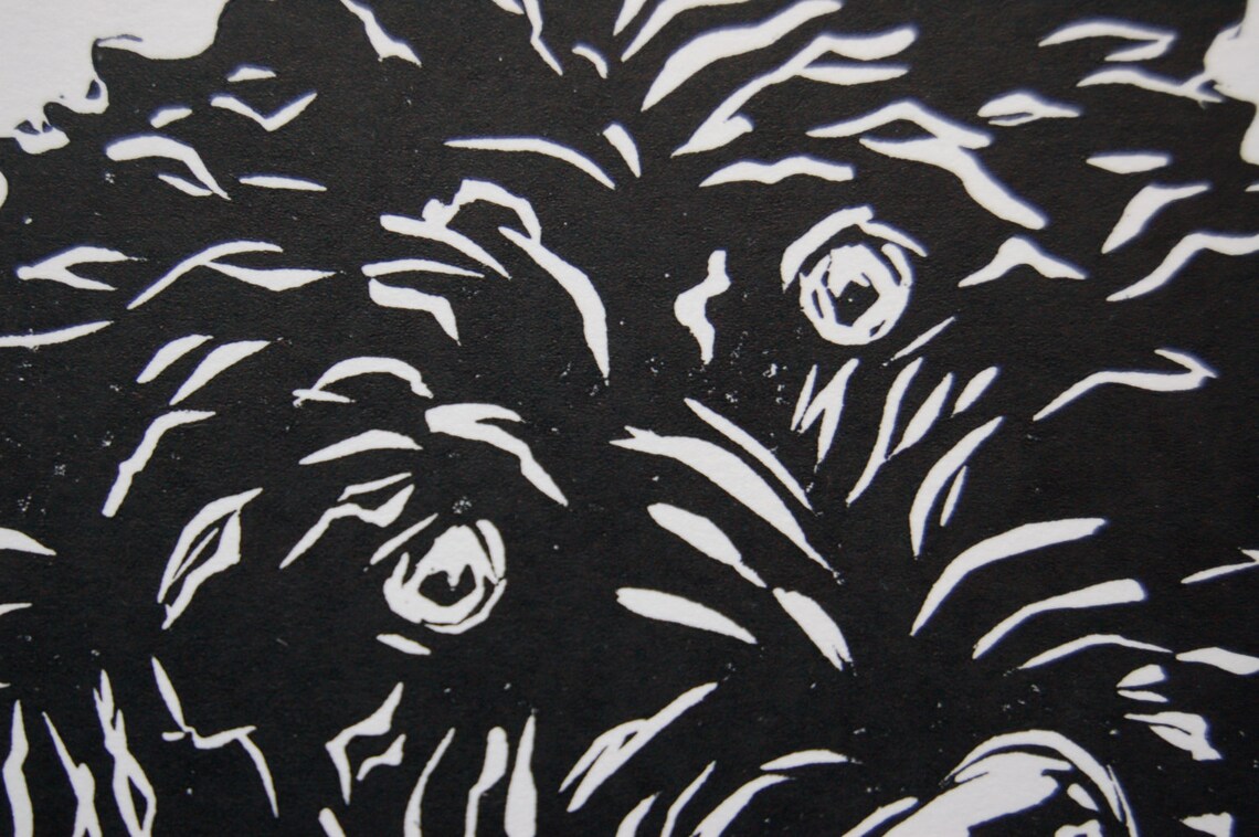 Labradoodle Art Print - Dog Linocut Print, Dog Portrait, Dog Lover Wall ...