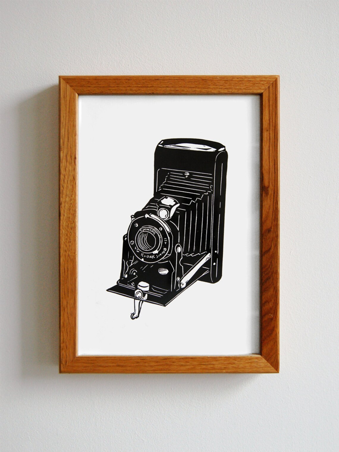 Old Kodak Camera Art - Camera Linocut Print, Retro Camera Print ...