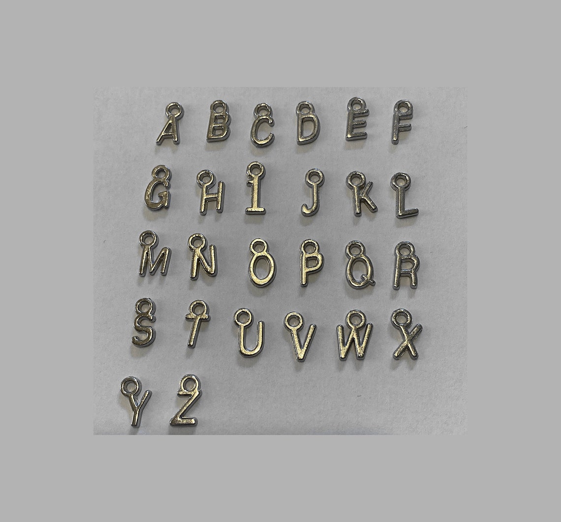 Mini Silver Alphabet Letter Charms - Etsy