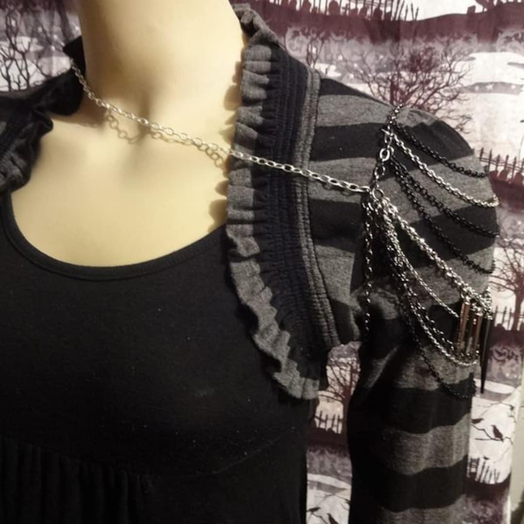 Warrior Spikes and Chain Shoulder Necklace - Etsy