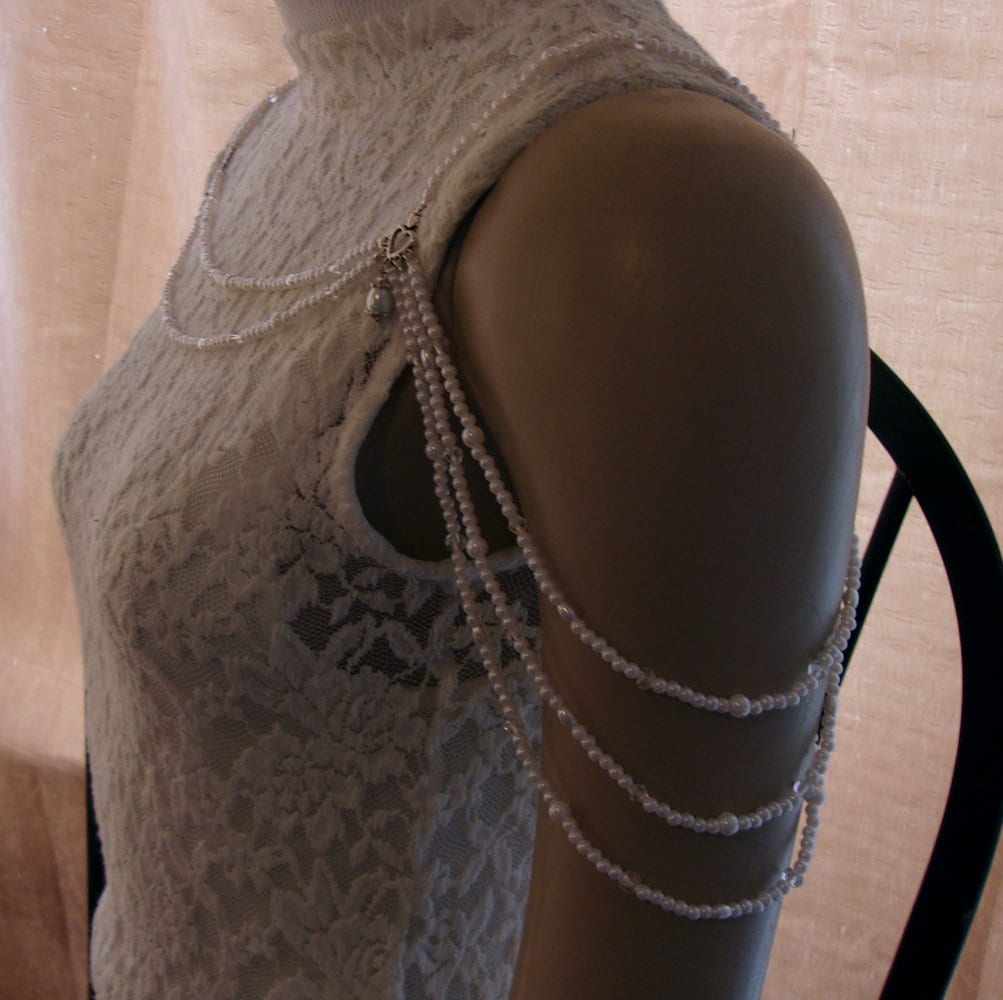 Beaded Pearl and Crystal Bead Draping Multi-link Shoulder - Etsy