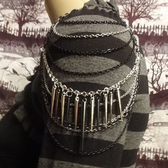 Warrior Spikes and Chain Shoulder Necklace - Etsy