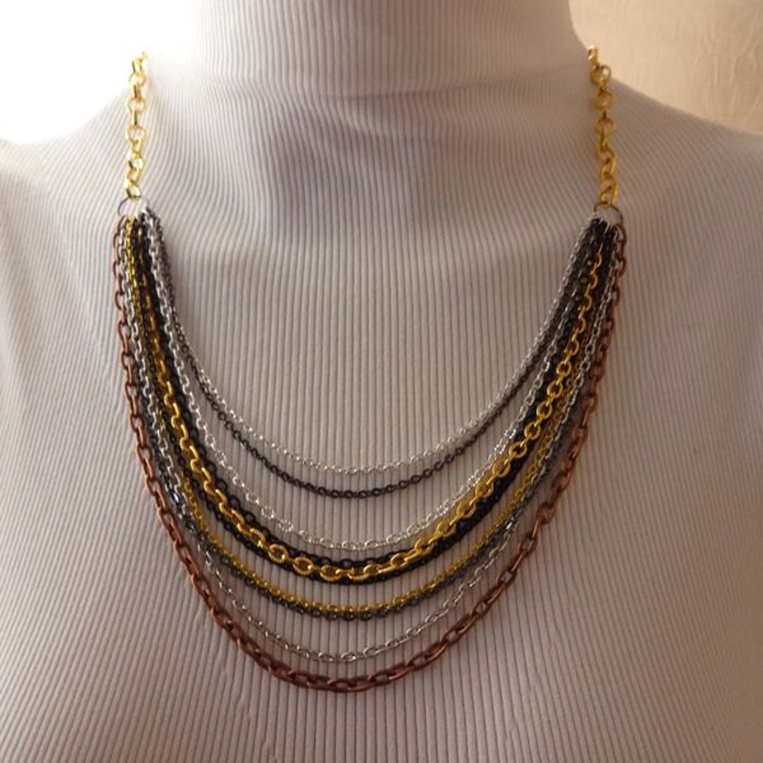 Multi Strand Mixed Metal Chain Necklace Limited Quantity - Etsy
