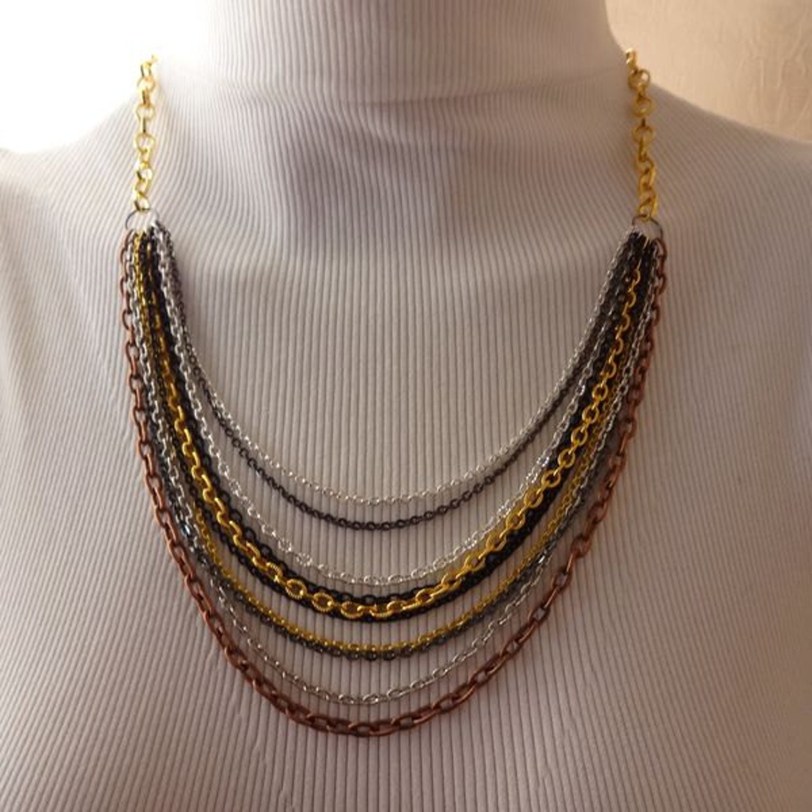 Multi Strand Mixed Metal Chain Necklace Limited Quantity - Etsy