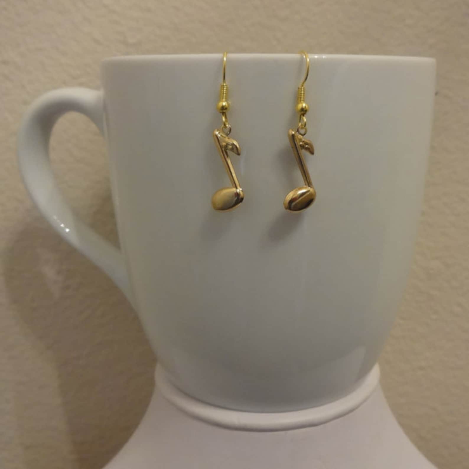 Gold Music Note Dangle Earrings - Etsy
