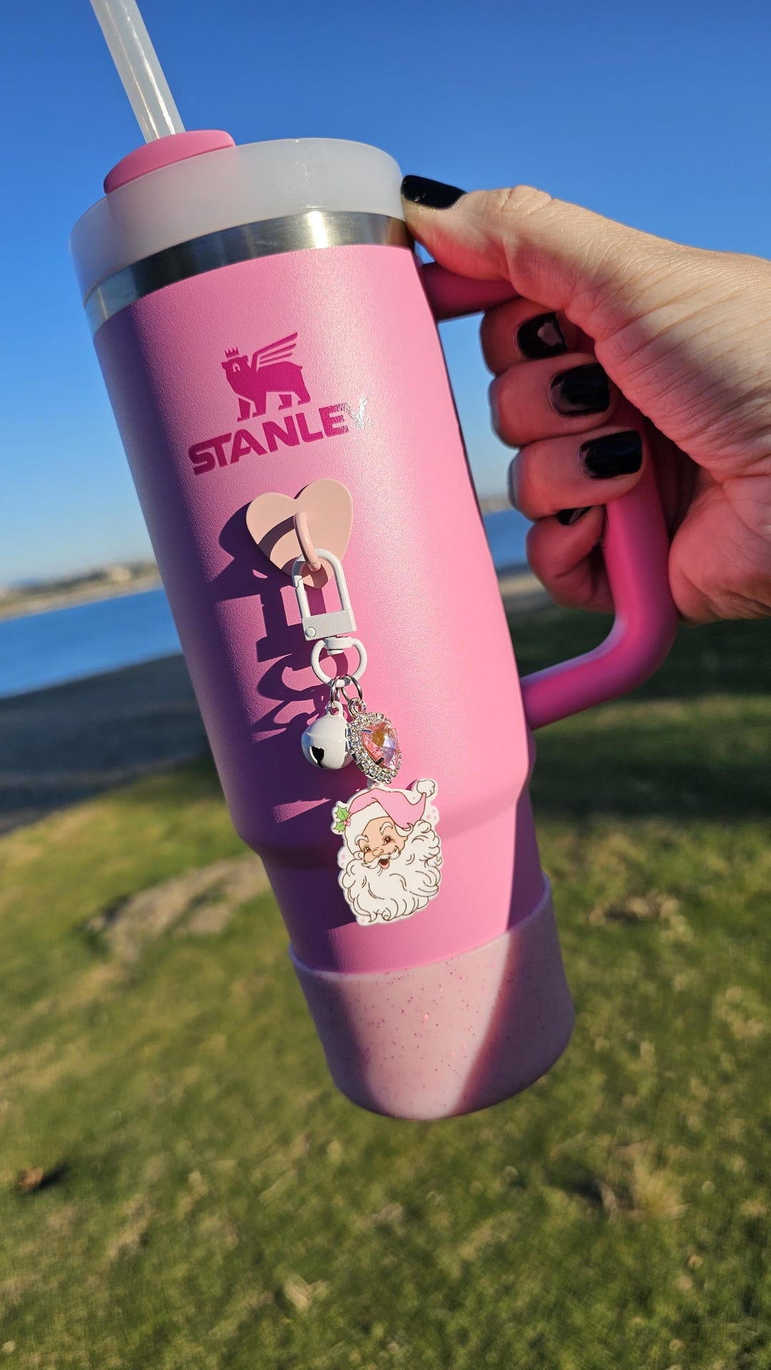 Santa Stanley Cup Charm With Holder - Hydro Flask Charm - Yeti Cup ...