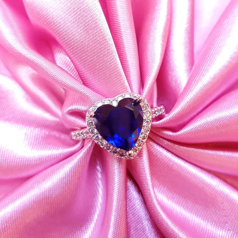 Blue Heart Ring - Etsy