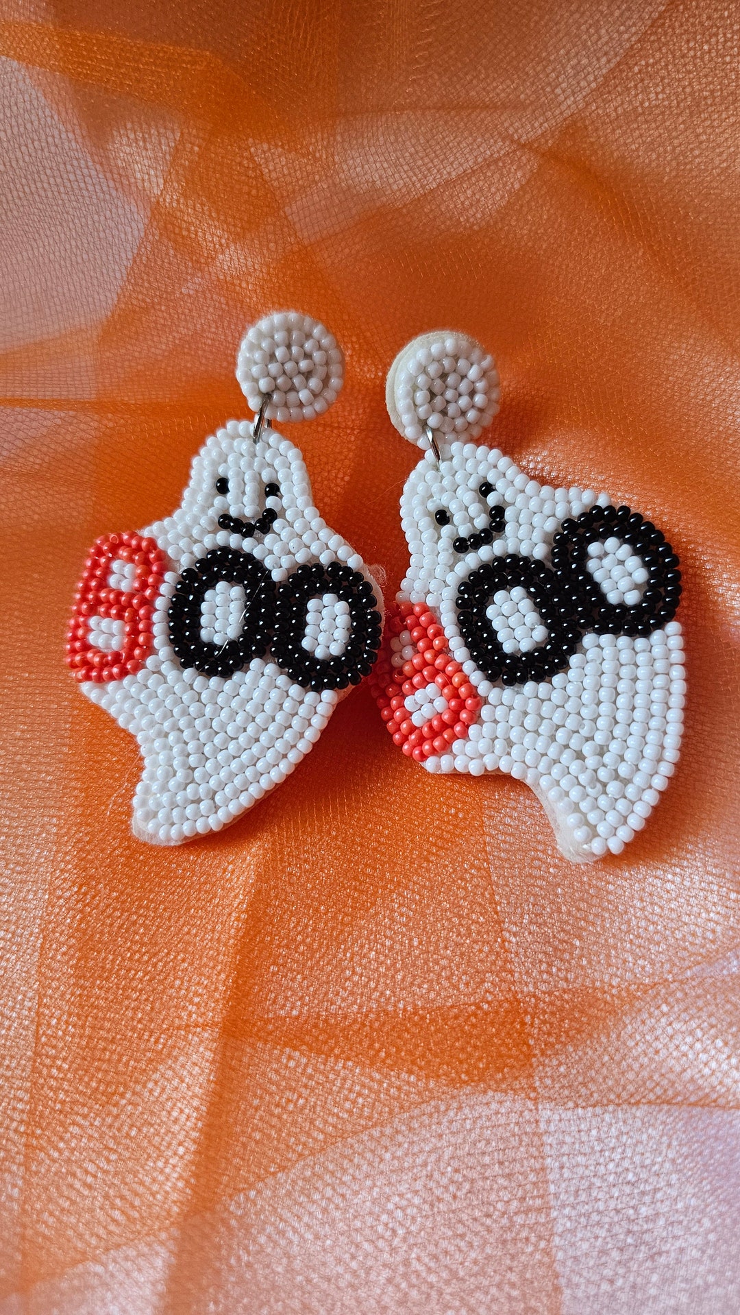 Beaded Ghost Boo Earrings - Statement Earrings - Halloween Jewelry ...