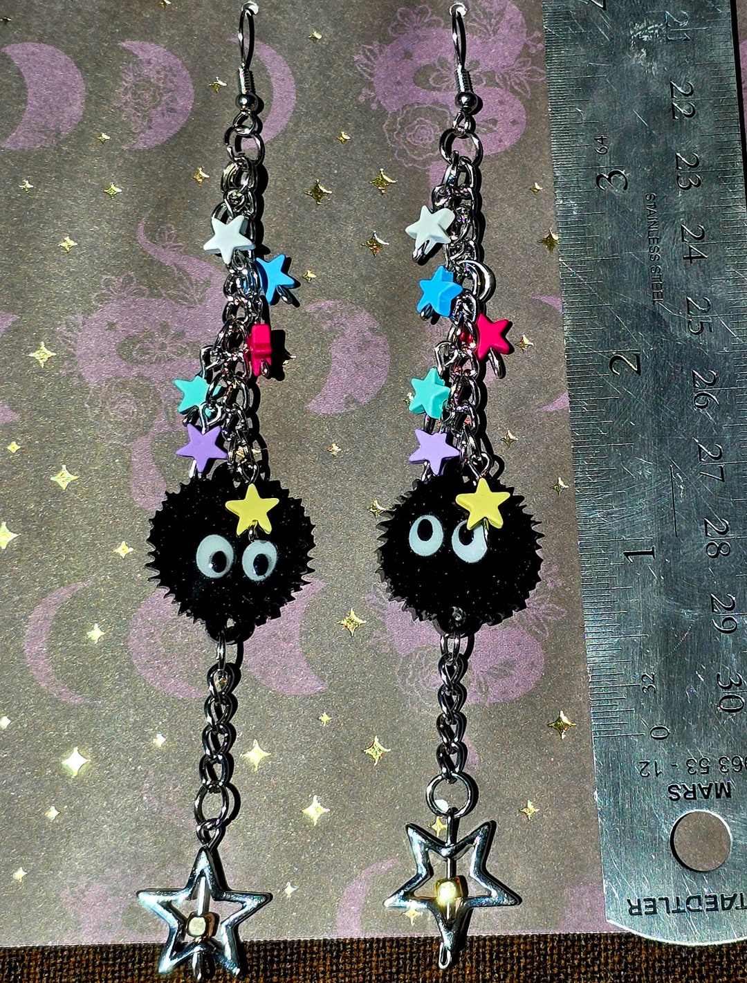 Cute Dangle Dust Sprite Earrings With Stars - Etsy