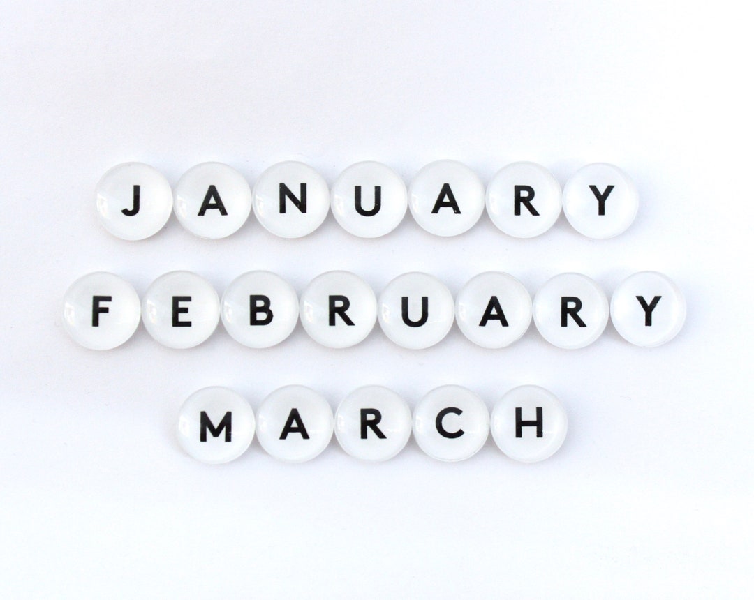White Full Month Glass Magnets | Magnetic Alphabet | 27 Piece Set for ...