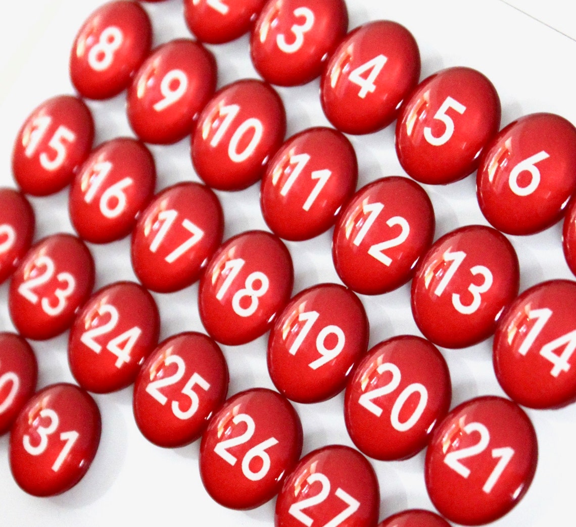 31 Red Calendar Number Glass Magnets - Etsy