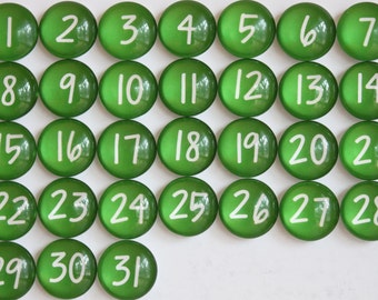 31 Red Calendar Number Glass Magnets | Etsy