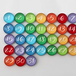 Glass Number Magnets | Colorful Magnetic Set Set of 31 Numbers | Unique ...