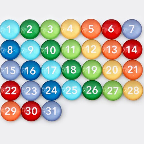 Glass Number Magnets Multicolored - Etsy