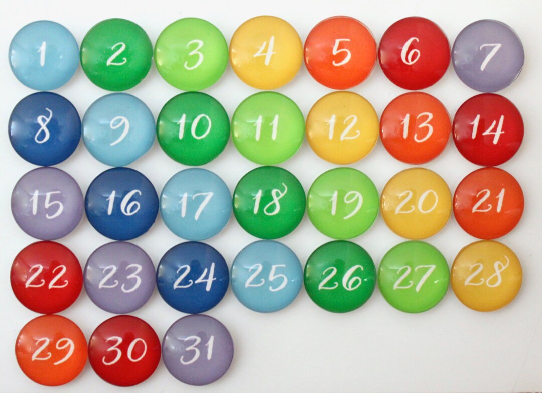 Number Magnets 31 Gorgeous Rainbow Glass Magnets - Etsy