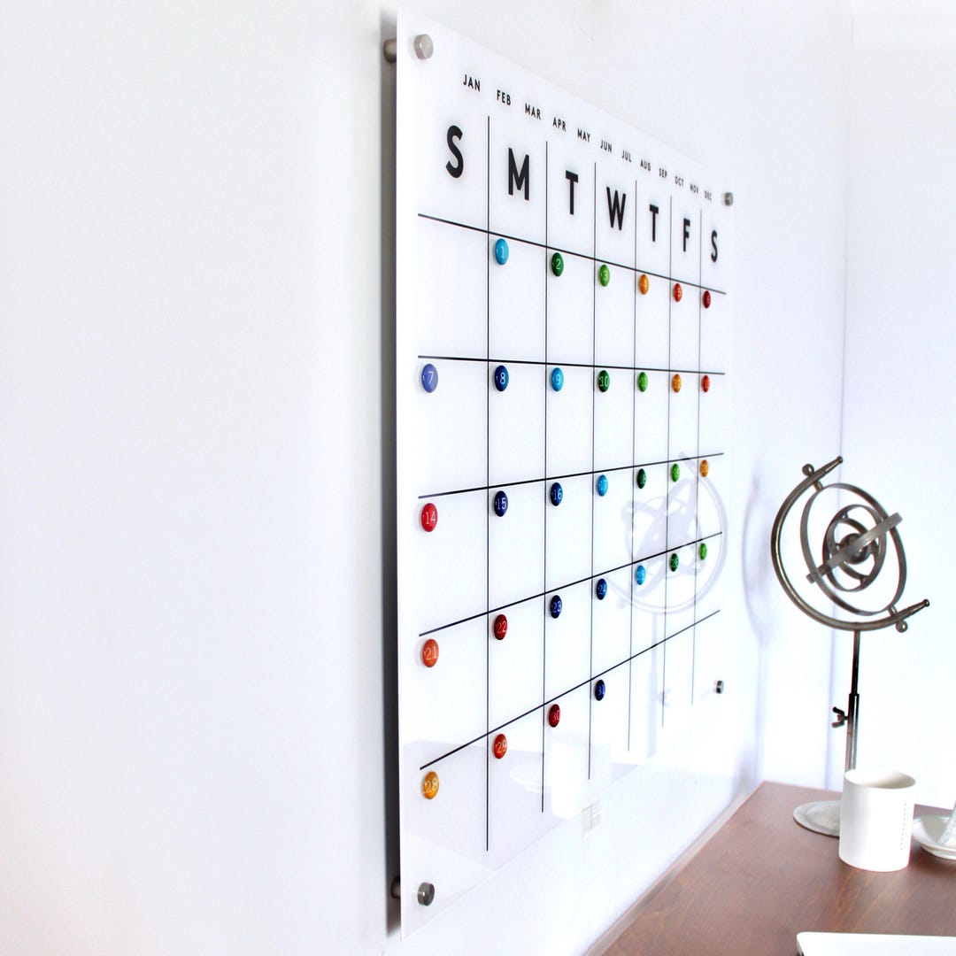 Magnetic Acrylic Dry Erase Calendar | Premium Lucite Wall Calendar ...