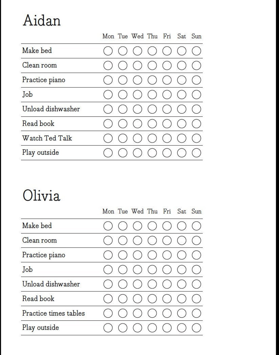 Chore Chart - Editable Chore Tracker | Customizable Kids List | Family ...