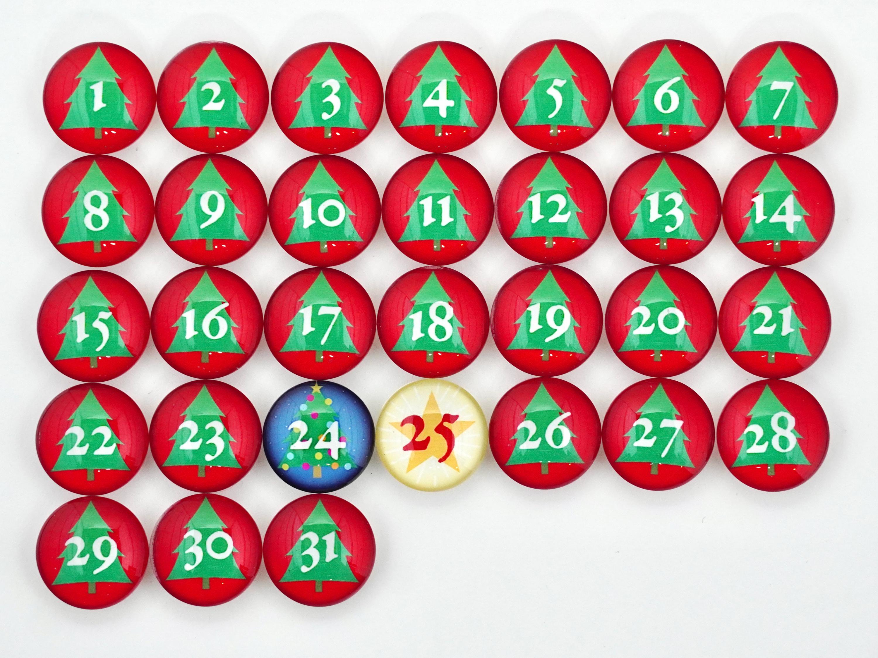 Christmas Glass Number Magnets | Festive Red and Green Holiday Magnets ...