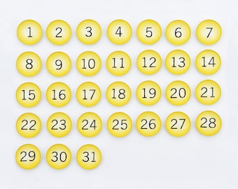 Number Magnets 31 Yellow Glass Magnets NEW | Etsy