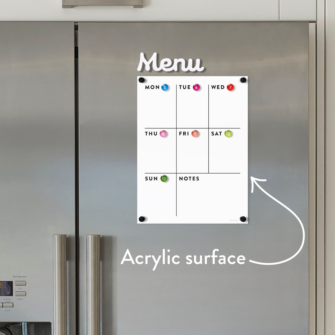 Magnetic Dry Erase Acrylic Menu Board | Acrylic Meal Planner | Weekly ...