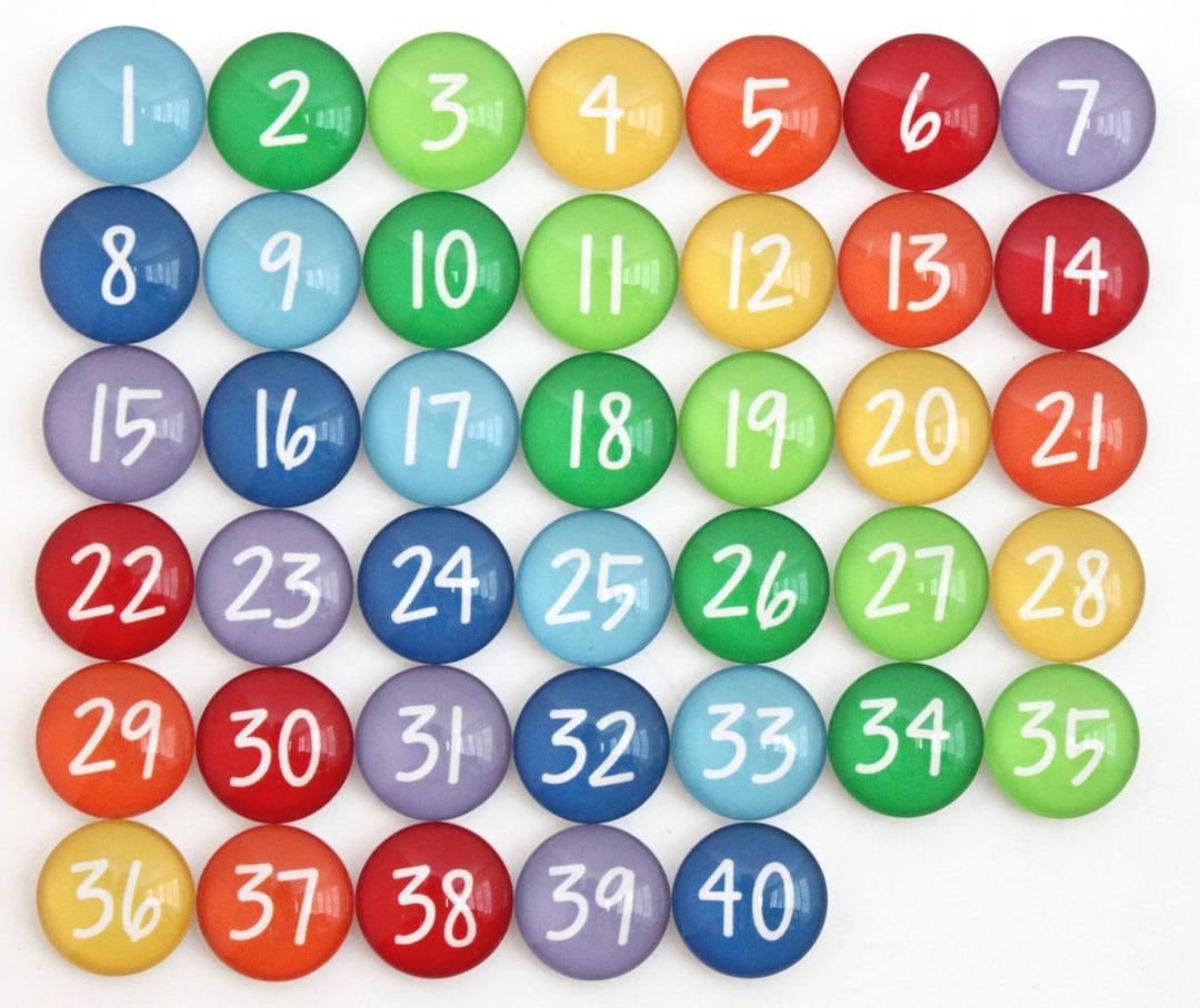 Rainbow Calendar Number Glass Magnets | 40 or 100 Count | Colorful Home ...