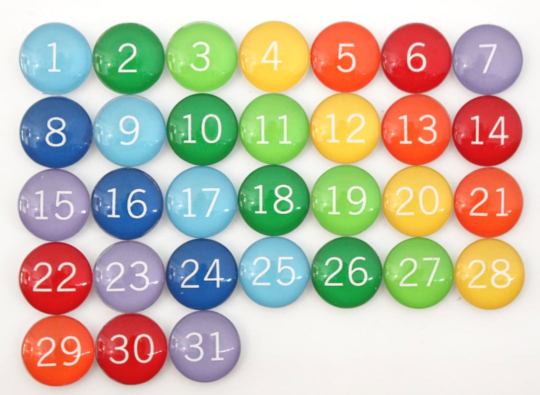 31 Gorgeous Rainbow Calendar Number Glass Magnets - Etsy