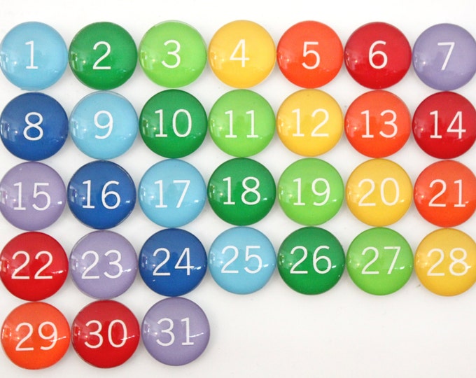 31 Gorgeous Rainbow Calendar Number Glass Magnets - Etsy