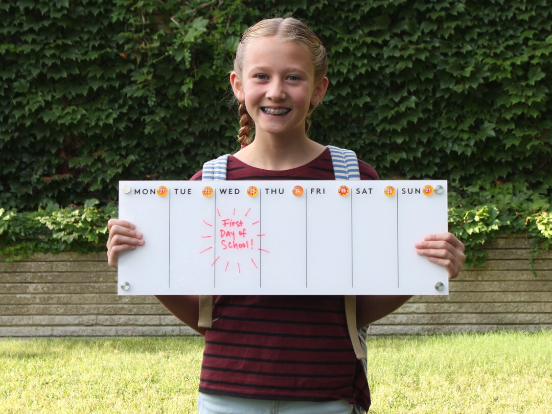 Magnetic Acrylic Calendar | Dry Erase Wall Calendar With Standoff ...