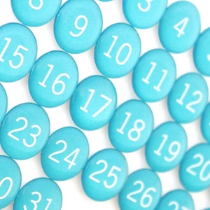 31 Elegant Aqua Blue Calendar Number Glass Magnets | Decorative Magnets ...
