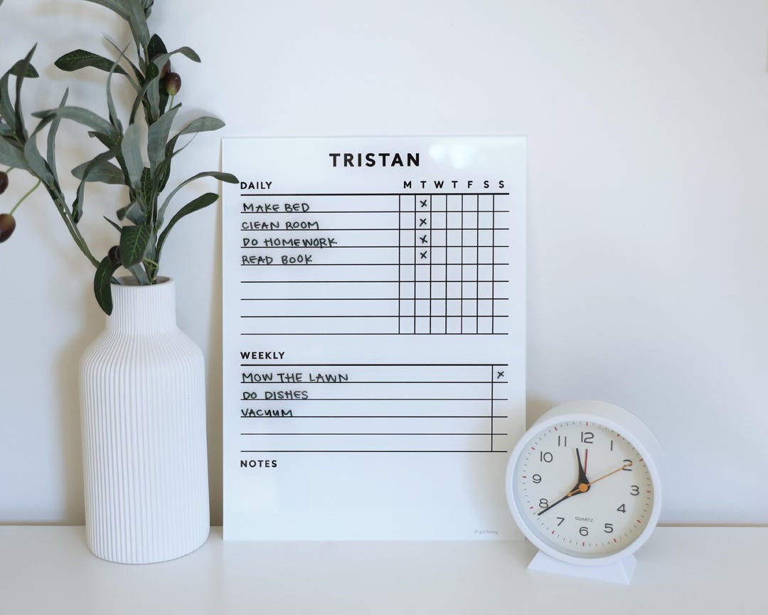 White Acrylic Chore Chart | Customizable | No Hardware Required - Etsy
