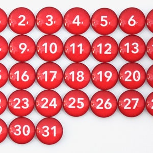 31 Red Calendar Number Glass Magnets - Etsy