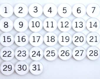 31 Red Calendar Number Glass Magnets | Etsy