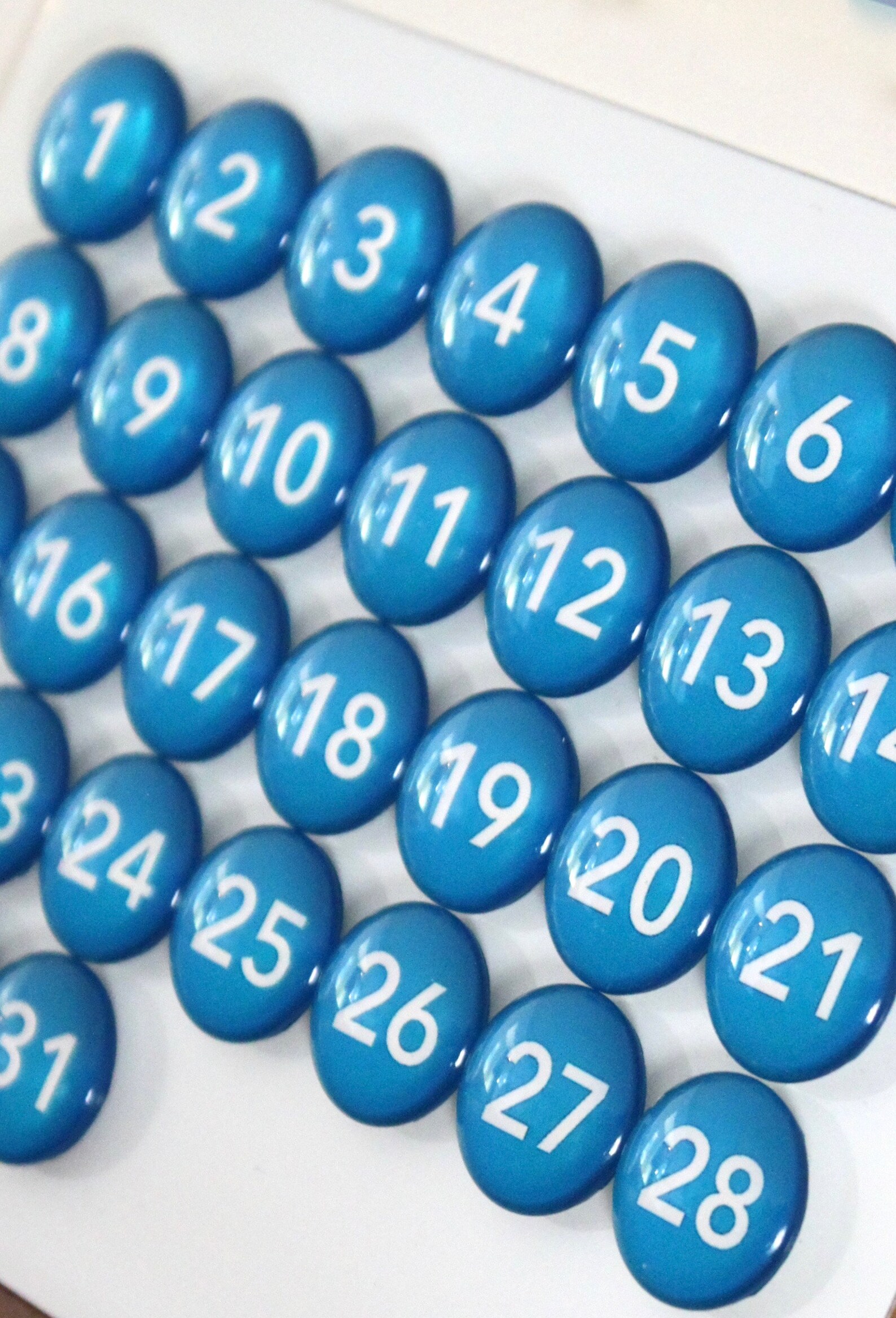 31 Deep Sky Blue Calendar Number Glass Magnets NEW - Etsy