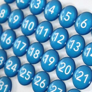 31 Deep Sky Blue Calendar Number Glass Magnets NEW - Etsy