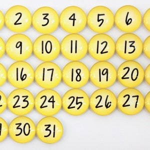 Number Magnets 31 Yellow Glass Magnets NEW - Etsy