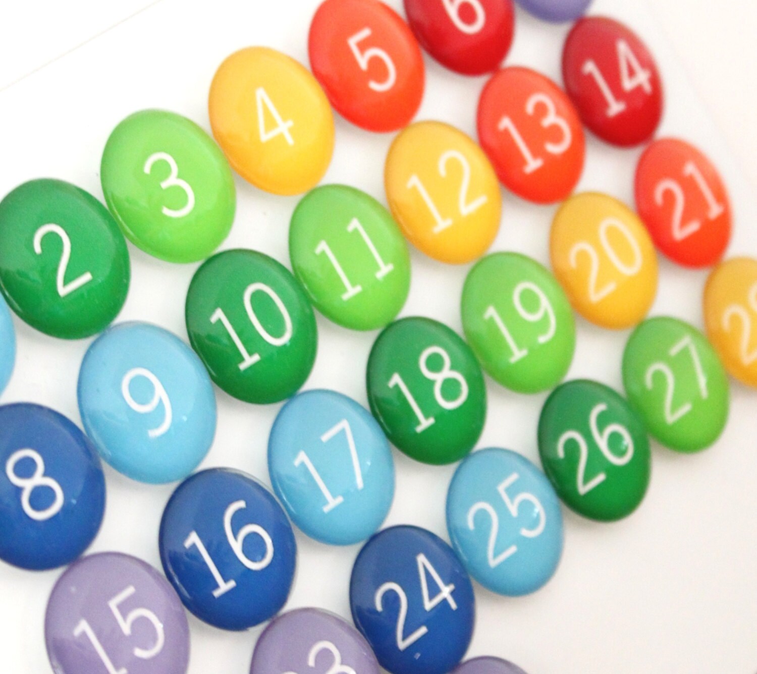 31 Gorgeous Rainbow Calendar Number Glass Magnets | Etsy Ireland