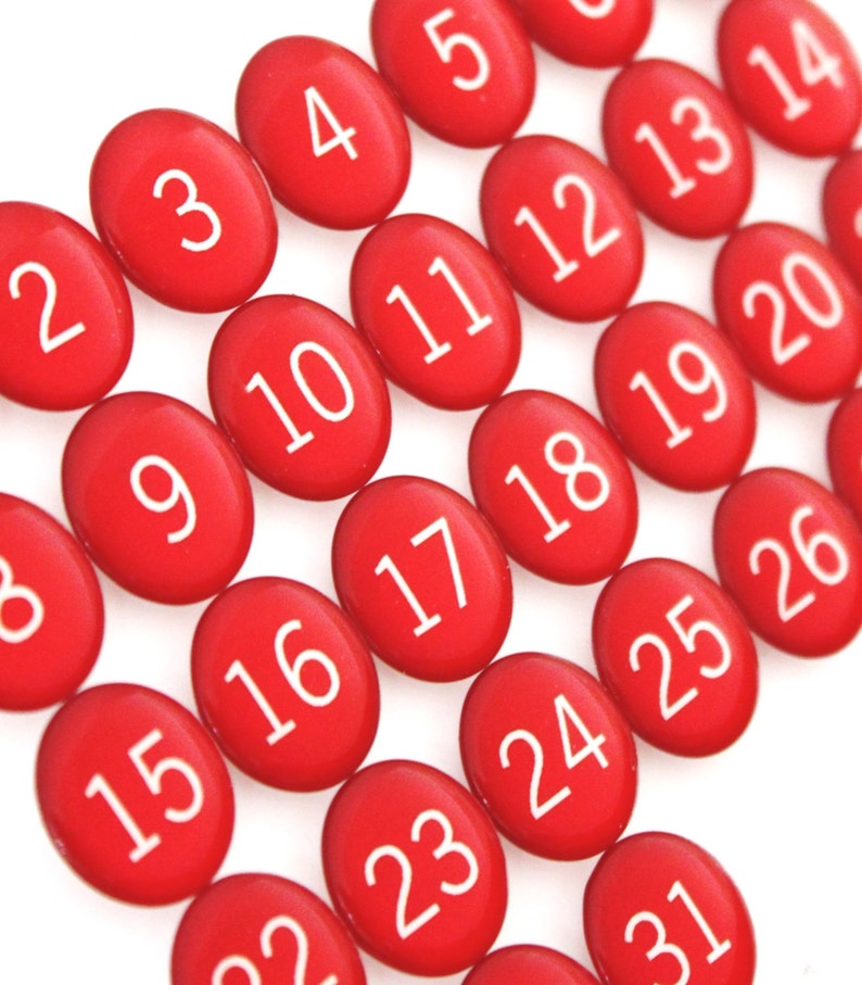 31 Red Calendar Number Glass Magnets - Etsy