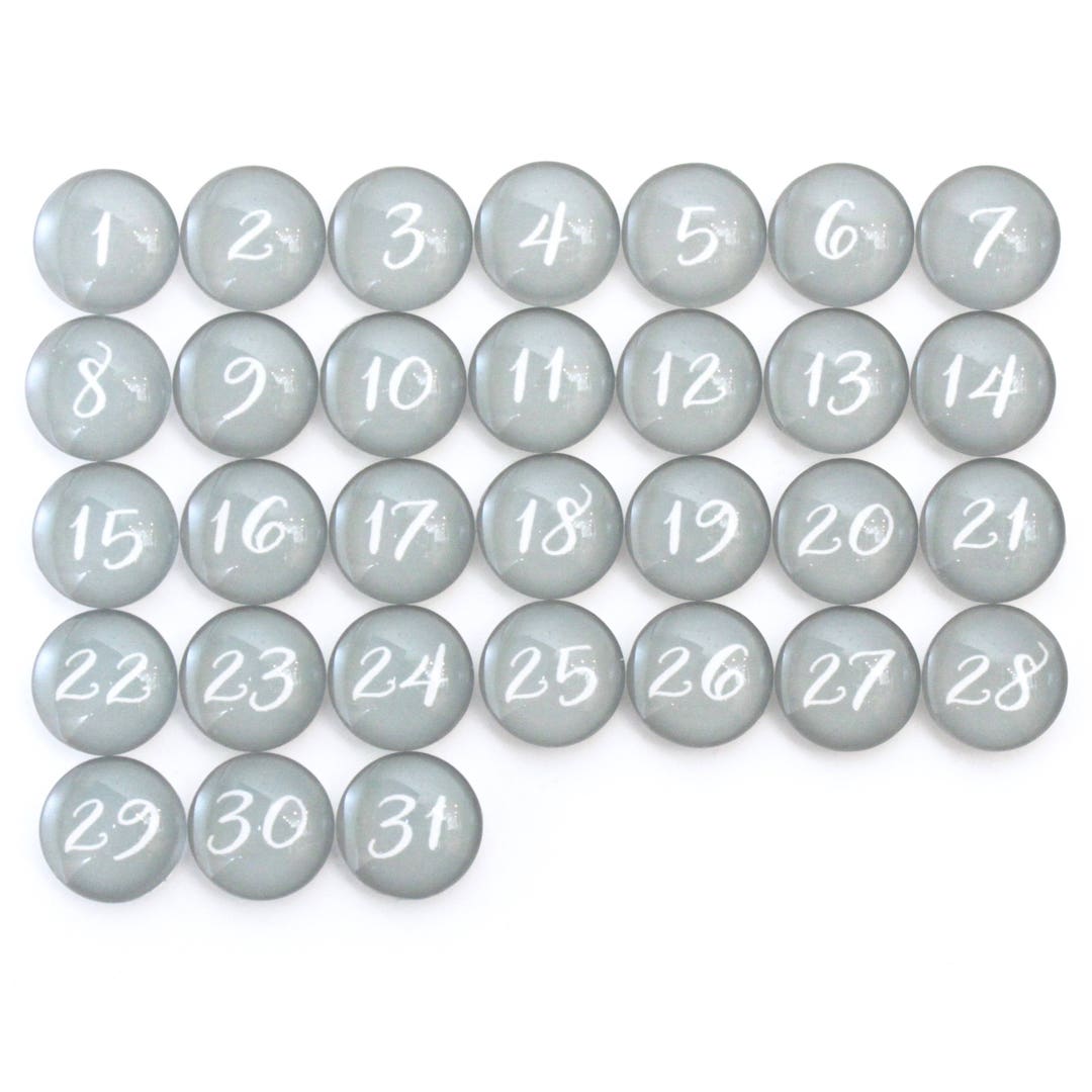 31 Elegant Grey Glass Calendar Magnets | Magnetic Calendar Numbers ...